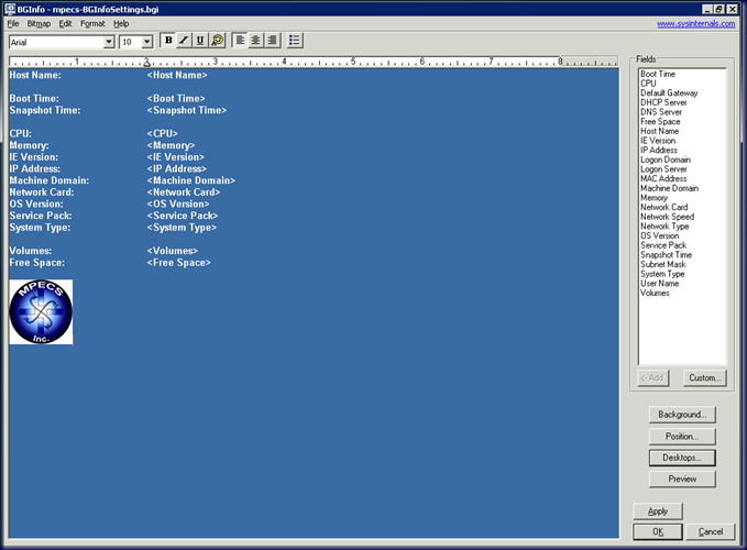 MPECS Inc. Blog: SBS 2003/8 - Publish BGInfo via Group Policy